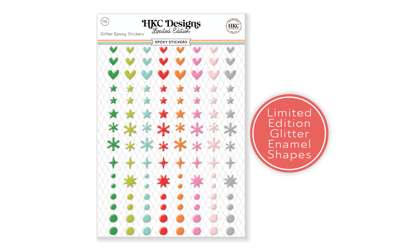 November 2025 Glitter Enamel Shape Stickers – Hip Kits