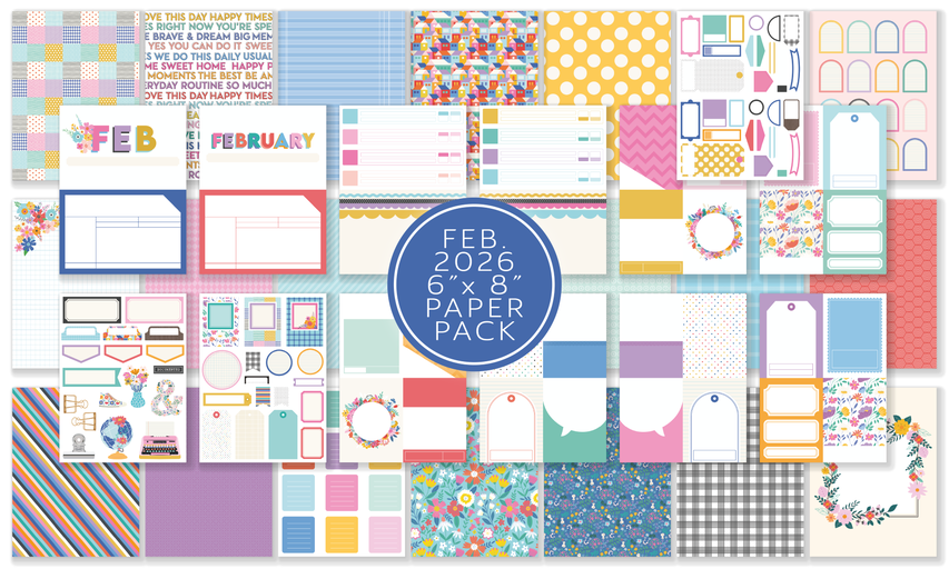 February 2026 6x8 Pocket Life Cards and Ephemera Shapes – Hip Kits